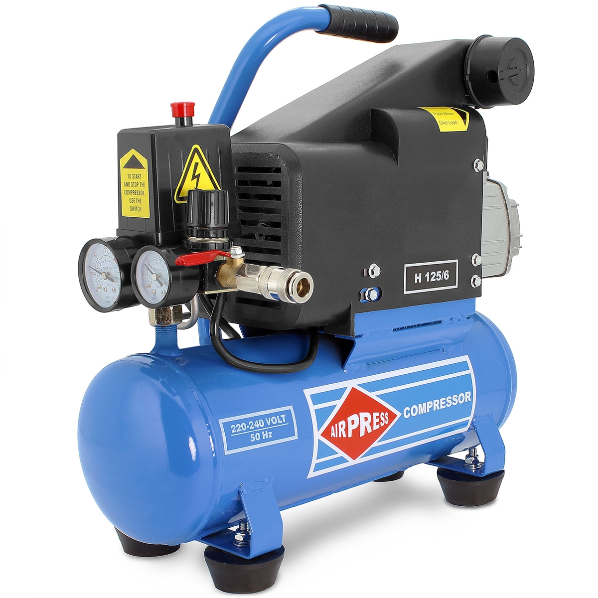 AIRPRESS Druckluft Kompressor H 185-6 Silent leise 8 Bar 6 Liter 1,0 PS Pro